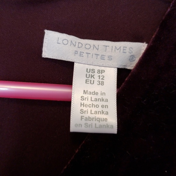 London Times | Dresses | V Neck Velvet Raisinpurple Dress Guc | Poshmark